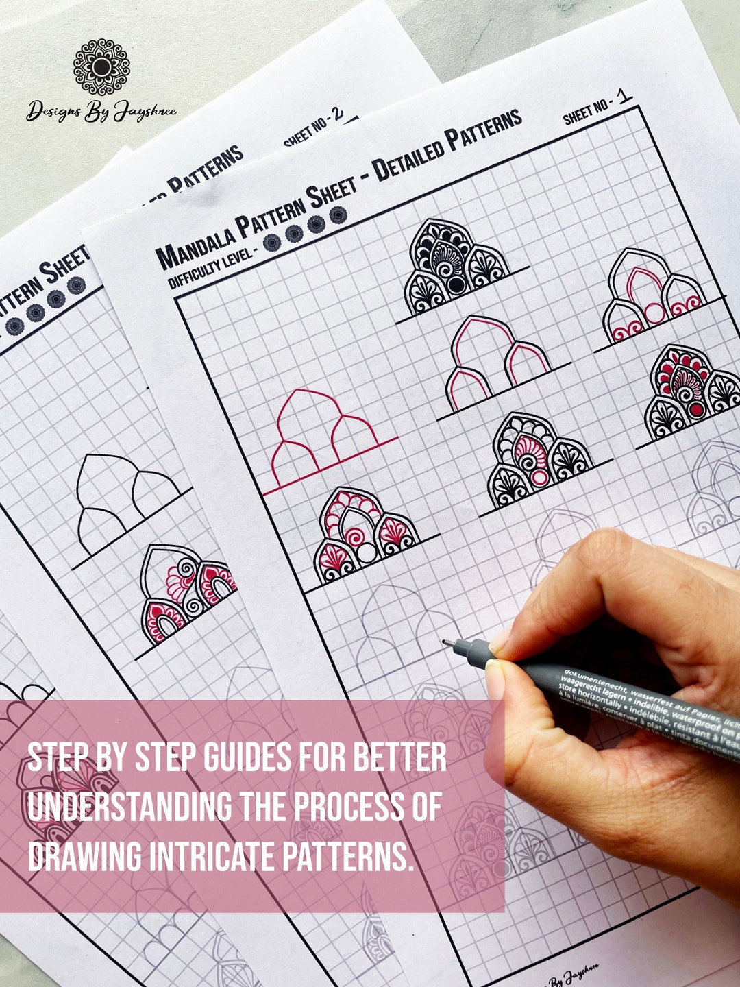 Step by Step Mandala Pattern Sheets - 5 , Mandala Practice Sheets ...