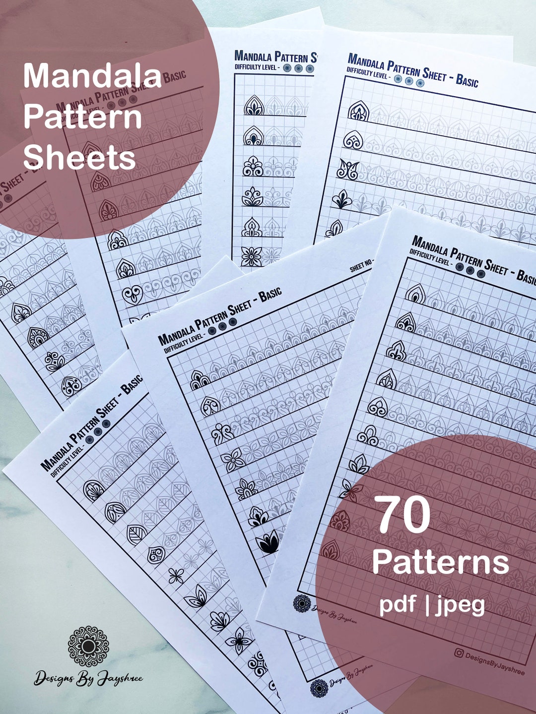 Mandala Pattern Sheets- 70 Patterns , Mandala Practice Sheets,digital ...