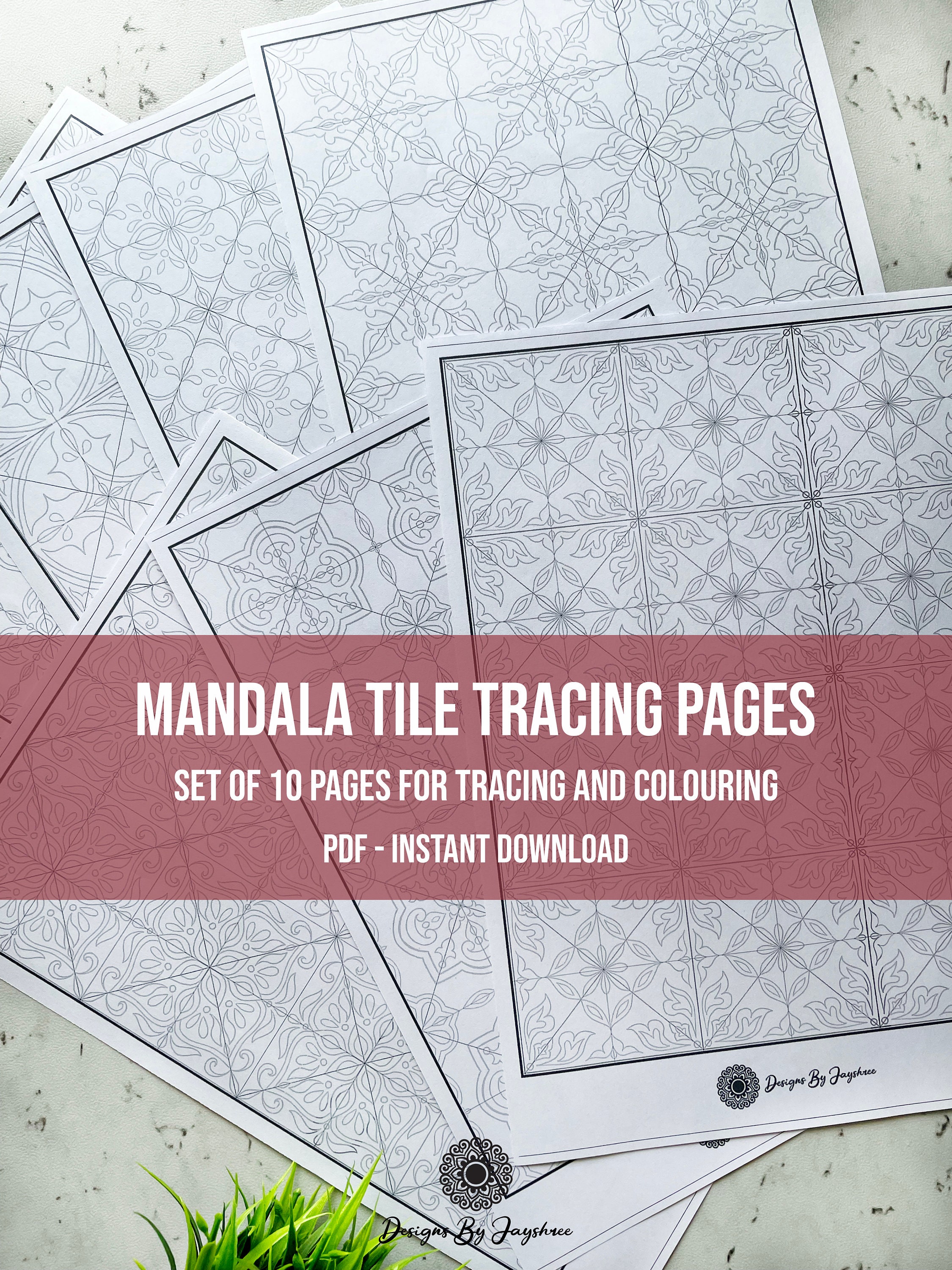 Mandala Tile Tracing and Colouring Pages 20 Pages, Digital Download ...