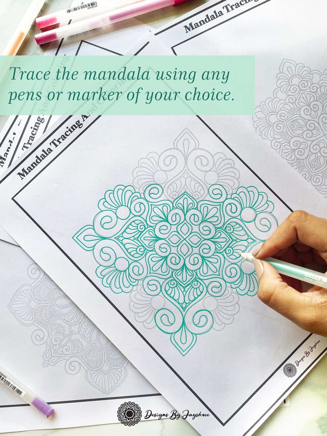 Set of 5 Mandalas for OUTLINE, Tracing, Coloring, Pdf. Digital Paper ...
