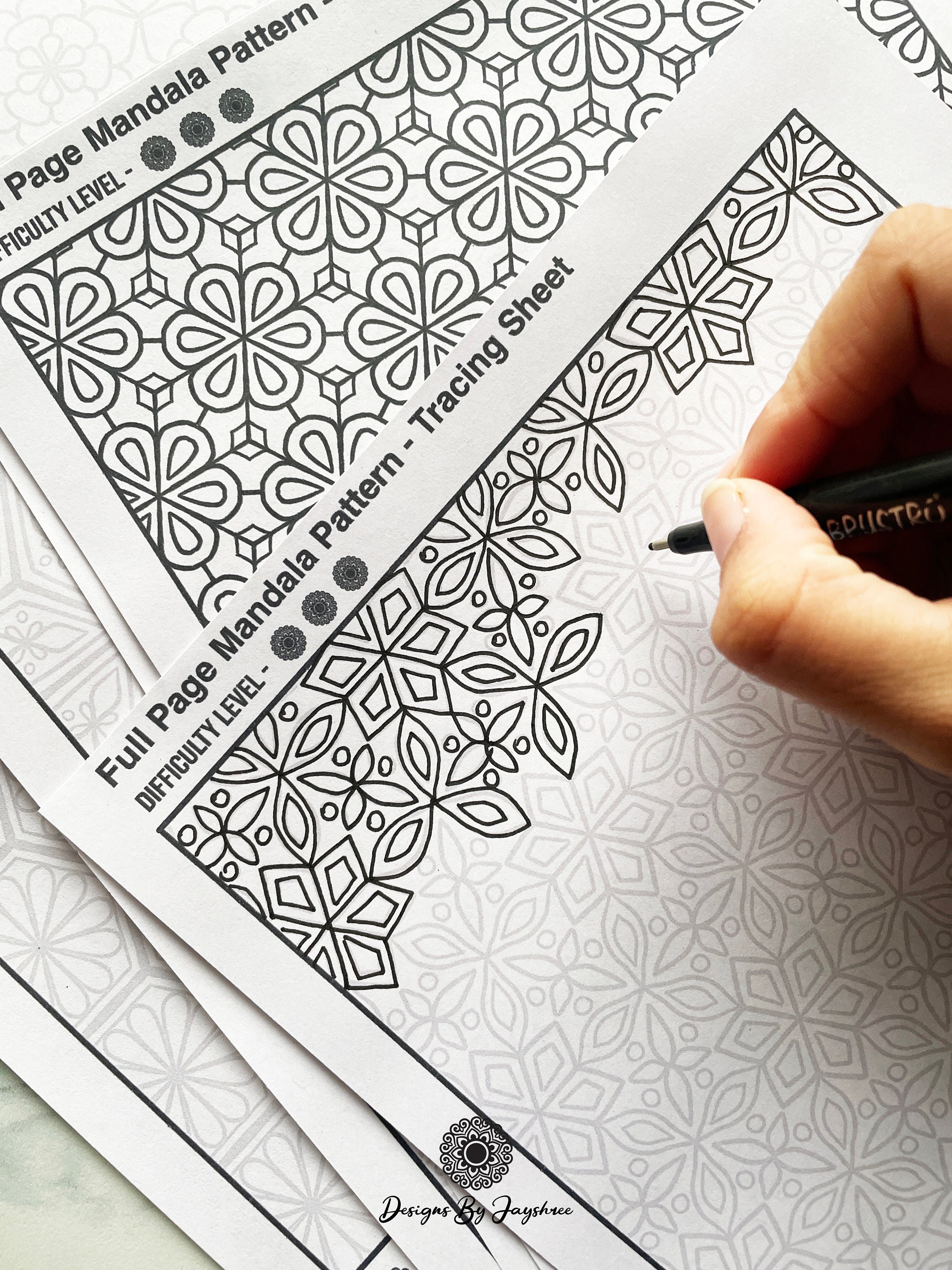 Mandala Full Page Tracing and Colouring Sheet 20 Digital Download ...