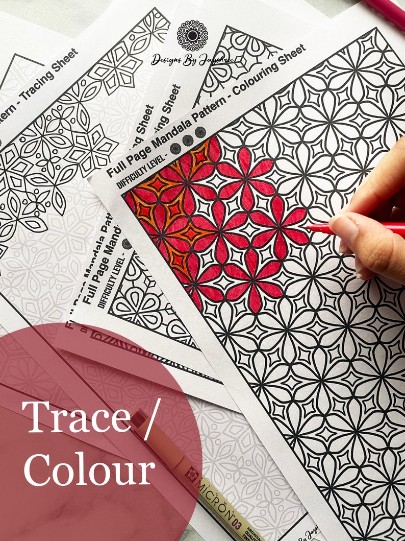 Mandala Full Page Tracing and Colouring Sheet - 20 Digital Download ...