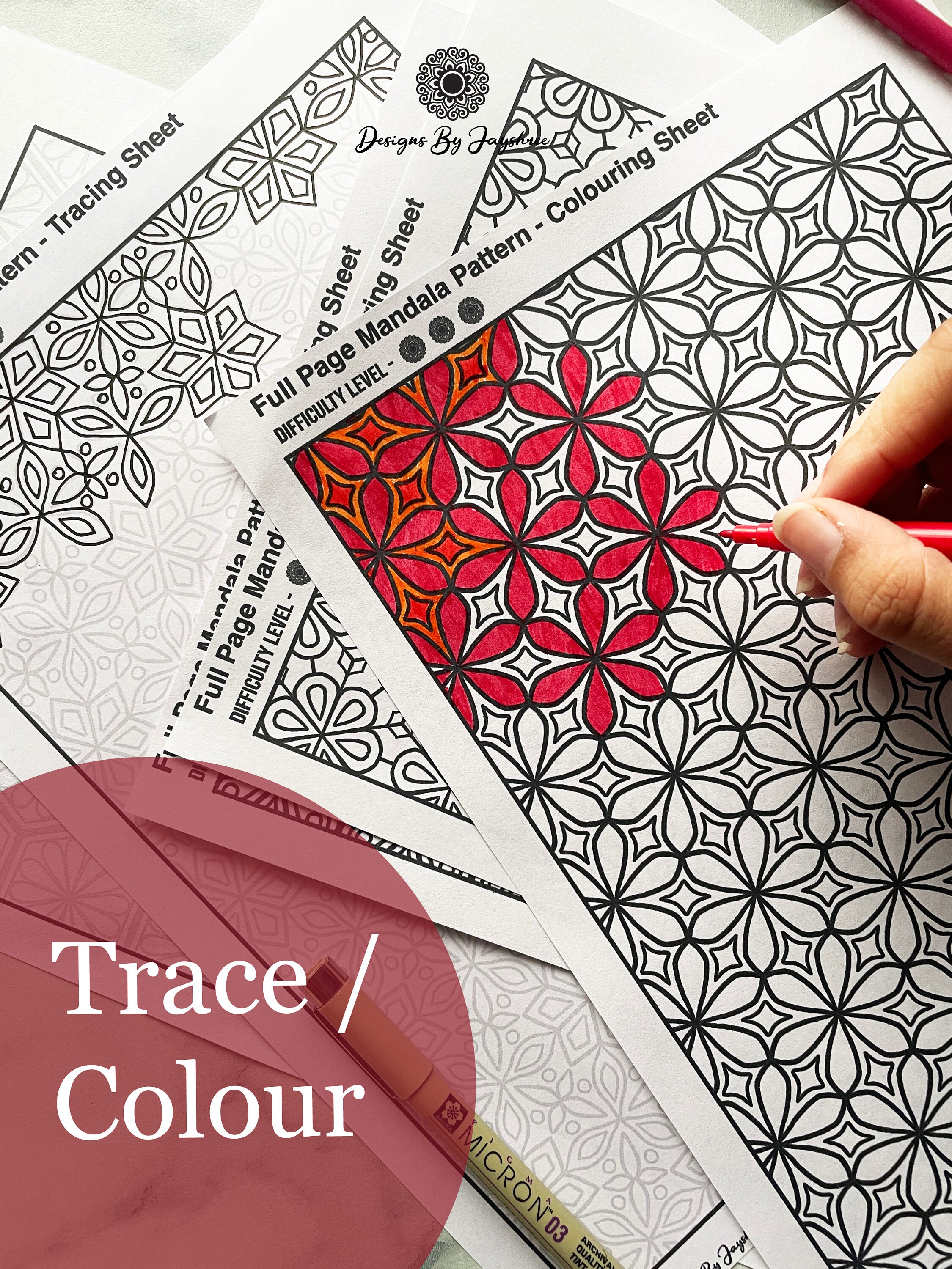 Mandala Full Page Tracing and Colouring Sheet - 20 Digital Download, Mandala Digital Download ...