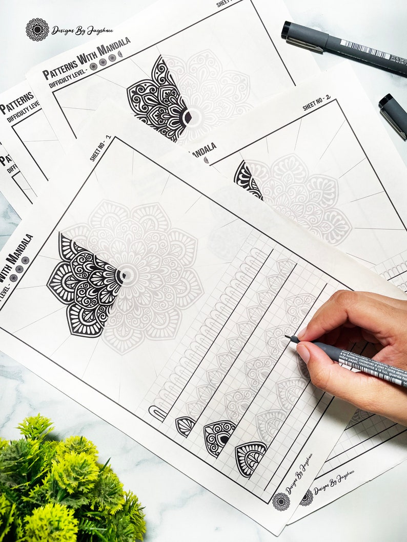 Mandala Pattern Sheets With Mandala BASIC SET OF 5, Mandala Practice ...