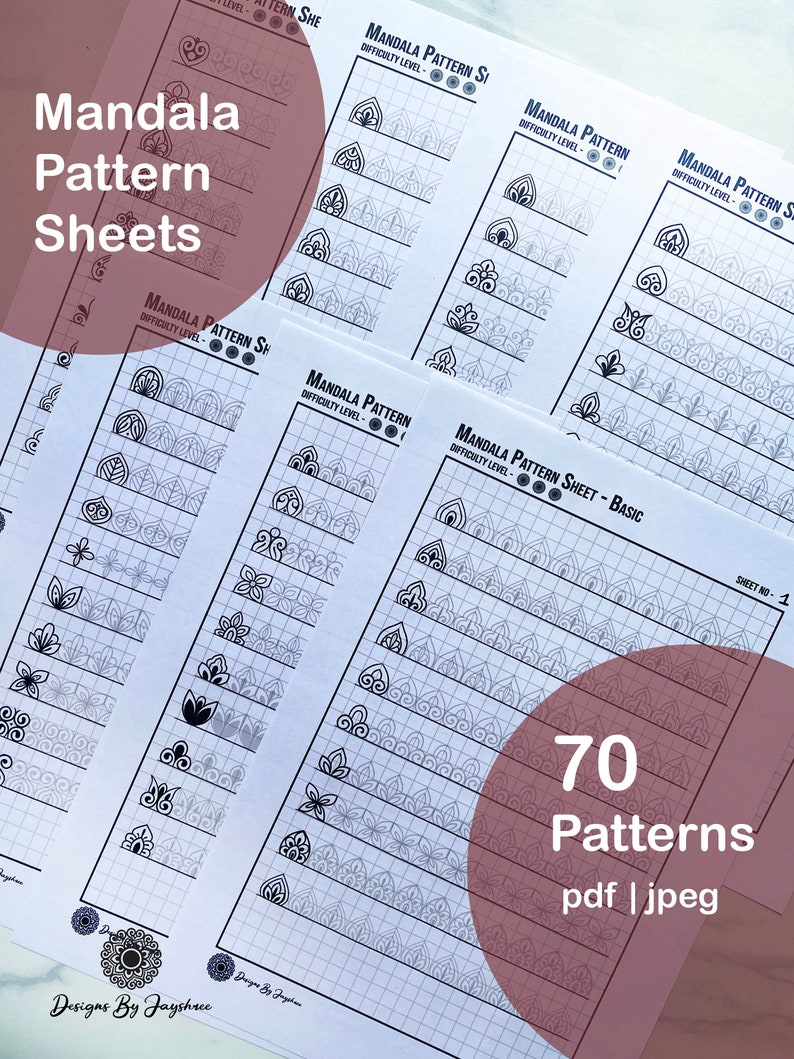Mandala Pattern Sheets 70 Patterns Mandala Practice - Etsy