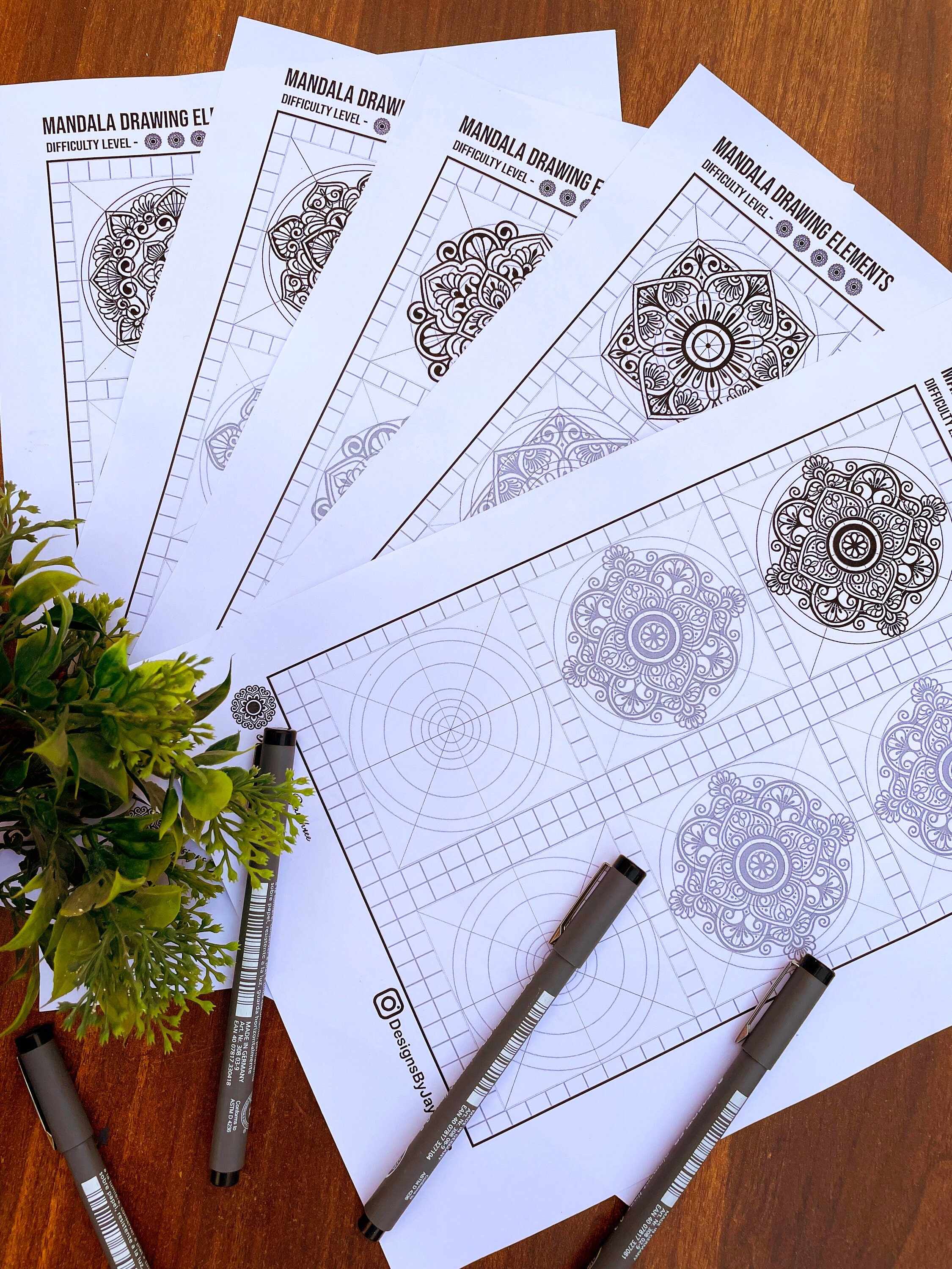Mandala Practice Sheets SET OF 5 Mandala Templates Digital - Etsy