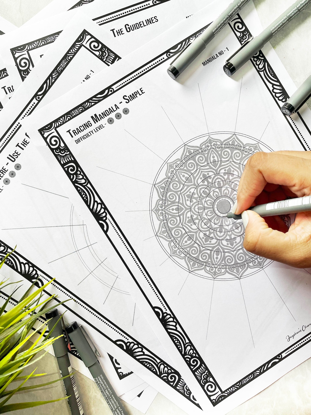 SET OF 6 Mandala for OUTLINE, Tracing, Coloring, Pdf. Ornaments ...