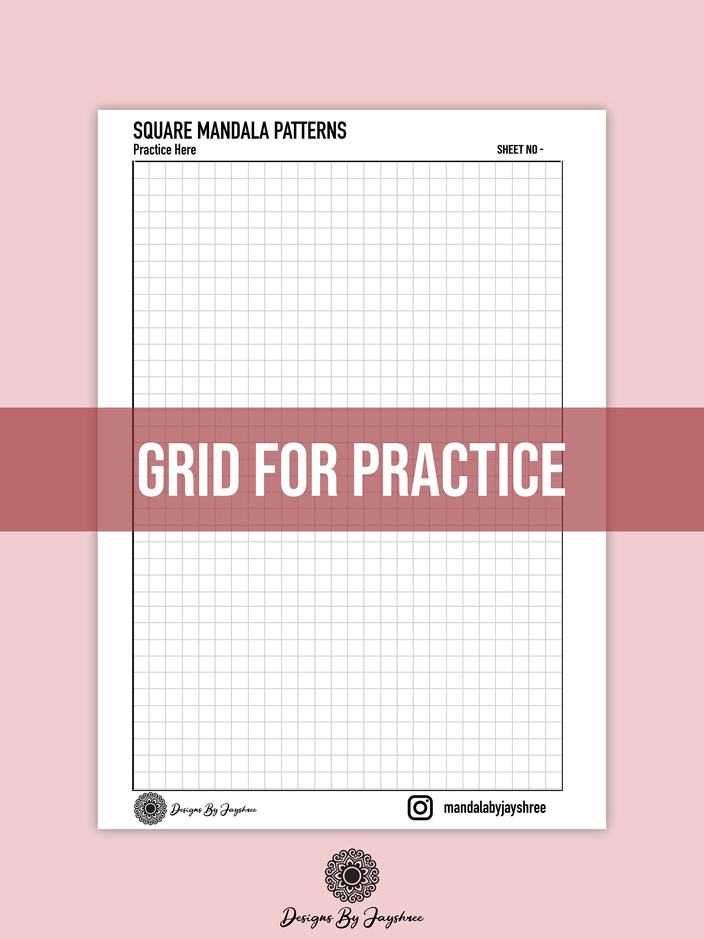 Square Mandala Patterns 50 Designs Sheets, Mandala Practice Sheets ...
