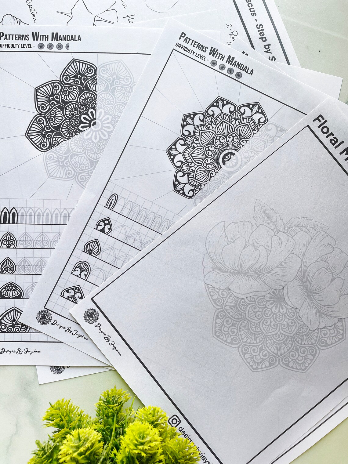 Set of 10 Floral Mandala Pattern Sheets Patterns Training Sheets Bundle ...