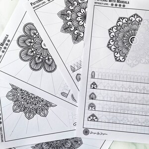 Mandala Tutorial Sheet With Patterns SET OF 5, Mandala Practice Sheets ...
