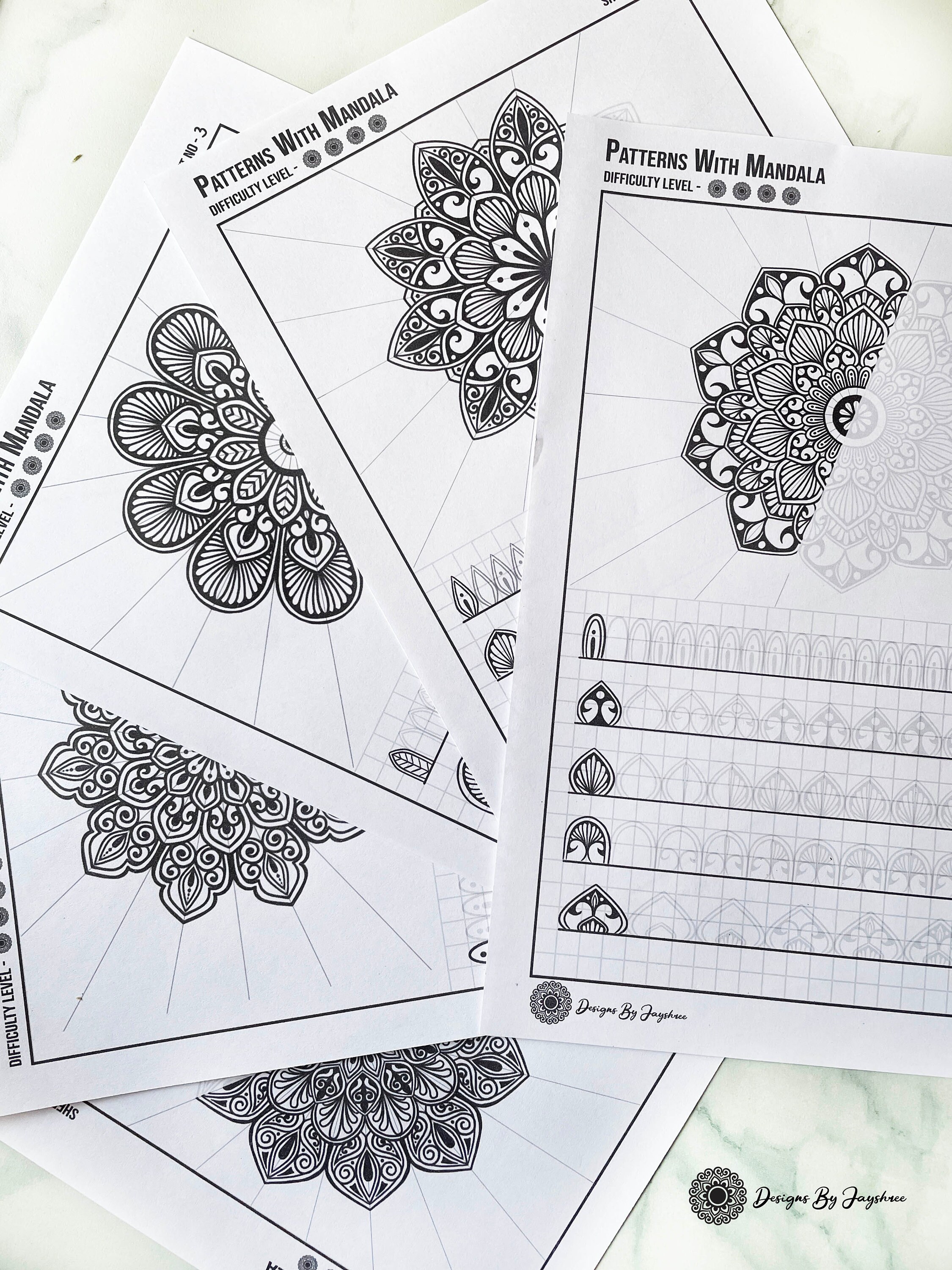 Mandala Tutorial Sheet With Patterns SET OF 5 Mandala - Etsy Australia