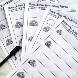 Step by Stepmandala Pattern Sheets - SET OF 5,mandala Practice Sheets ...