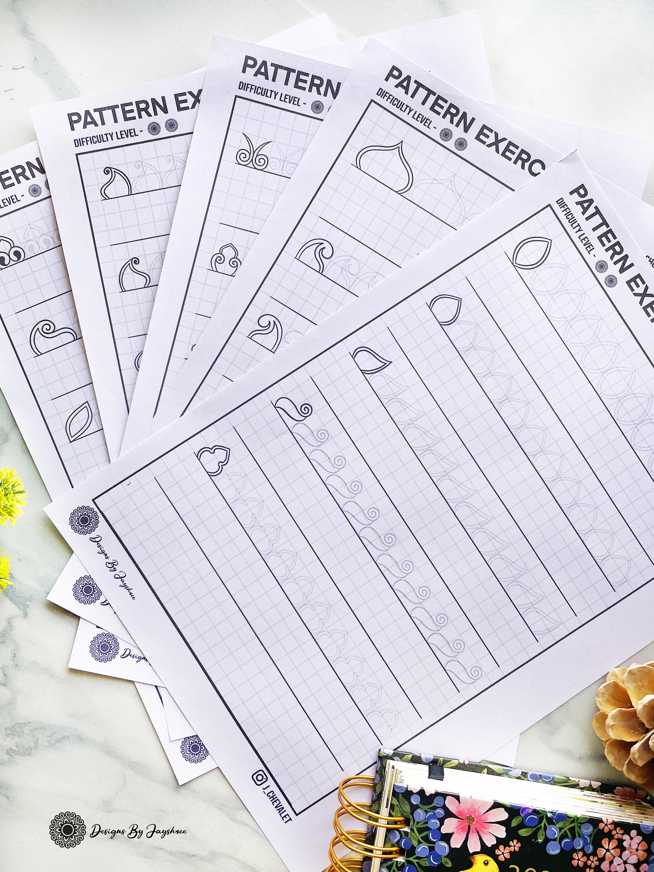 Mandala Practice Sheets - 5 , Mandala Pattern Sheets,digital Downloads ...