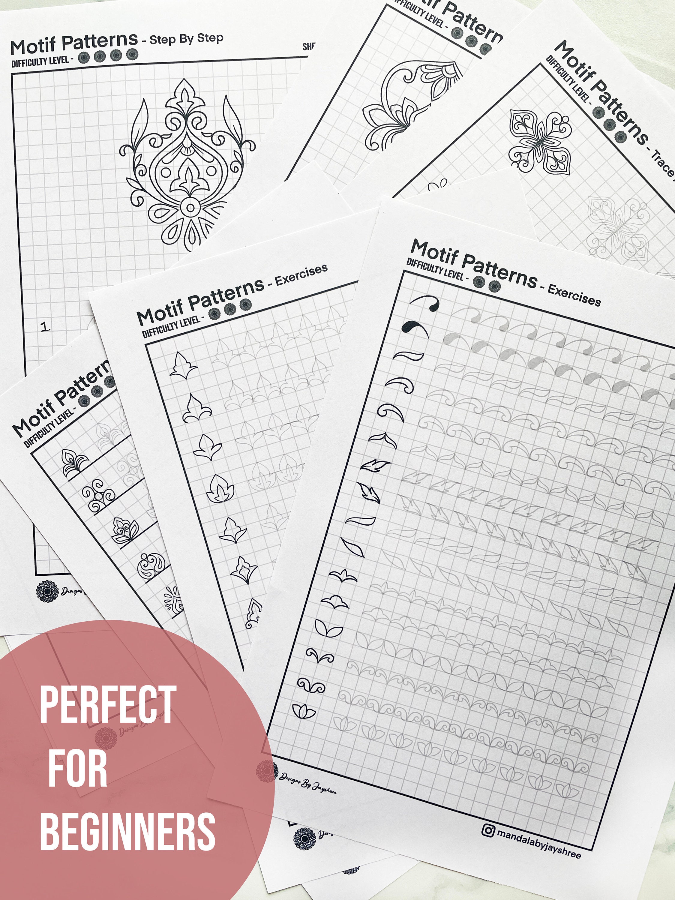 Mandala Motif Drawing Guide Beginners, Mandala Practice Sheets,digital ...