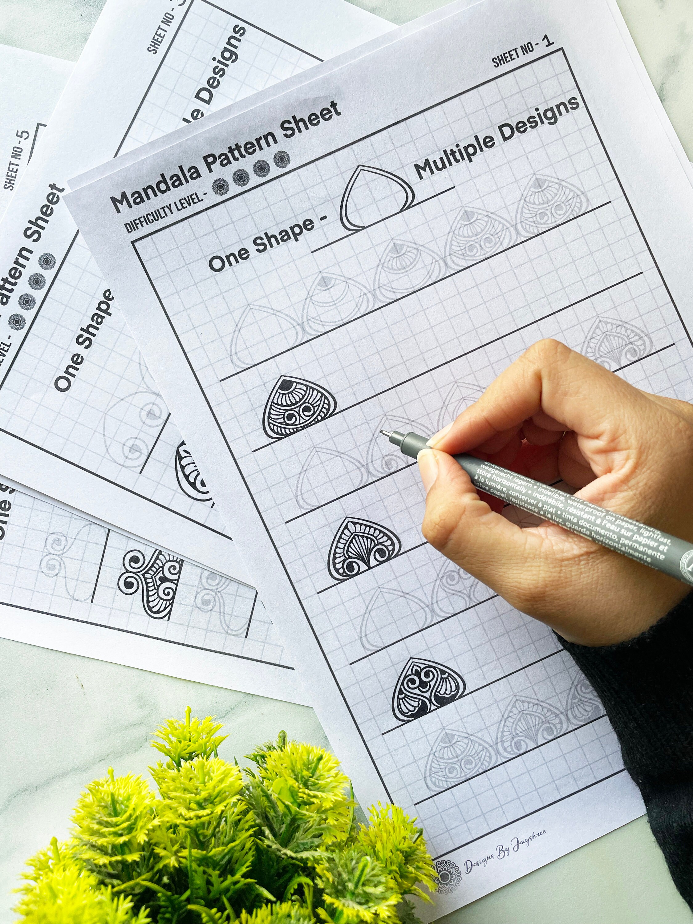 Set of 5 Mandala Pattern Sheets - Detailed Mandala Practice Sheets ...