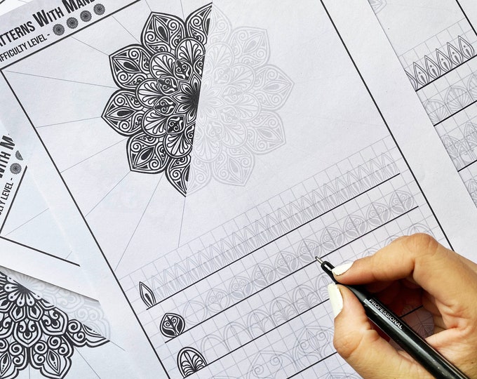Mandala Drawing Template, Mandala Grid, Mandala Practice Sheets ...