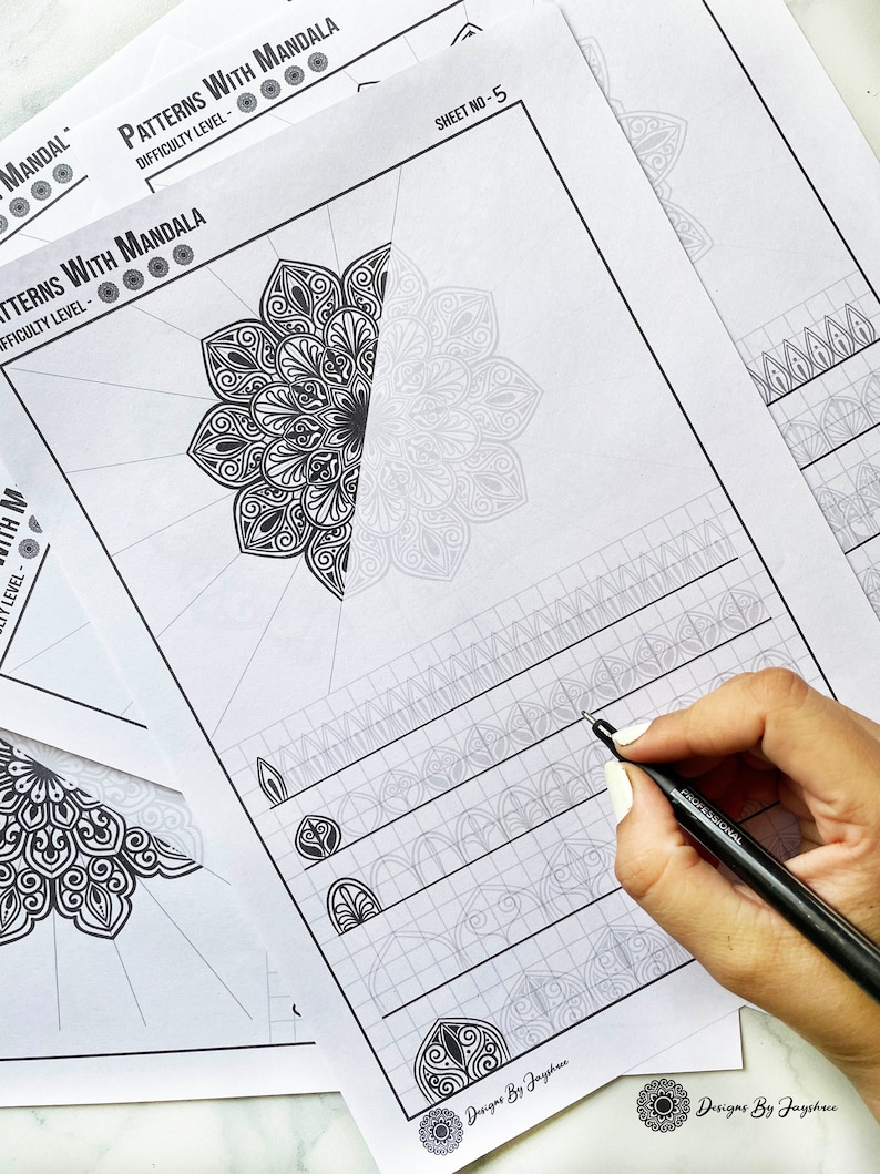Mandala Tutorial Sheet With Patterns SET OF 5 Mandala - Etsy
