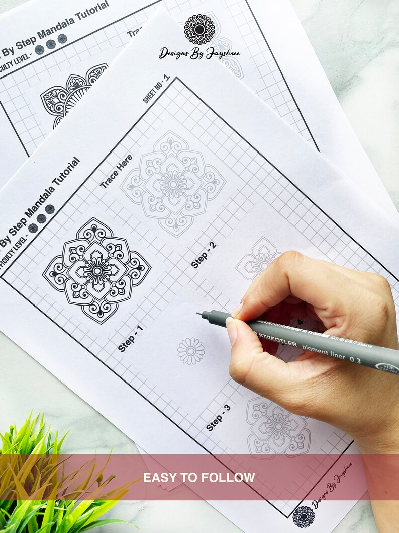 Step by Step Mandala Drawing Template 10 Mandala Templates - Etsy