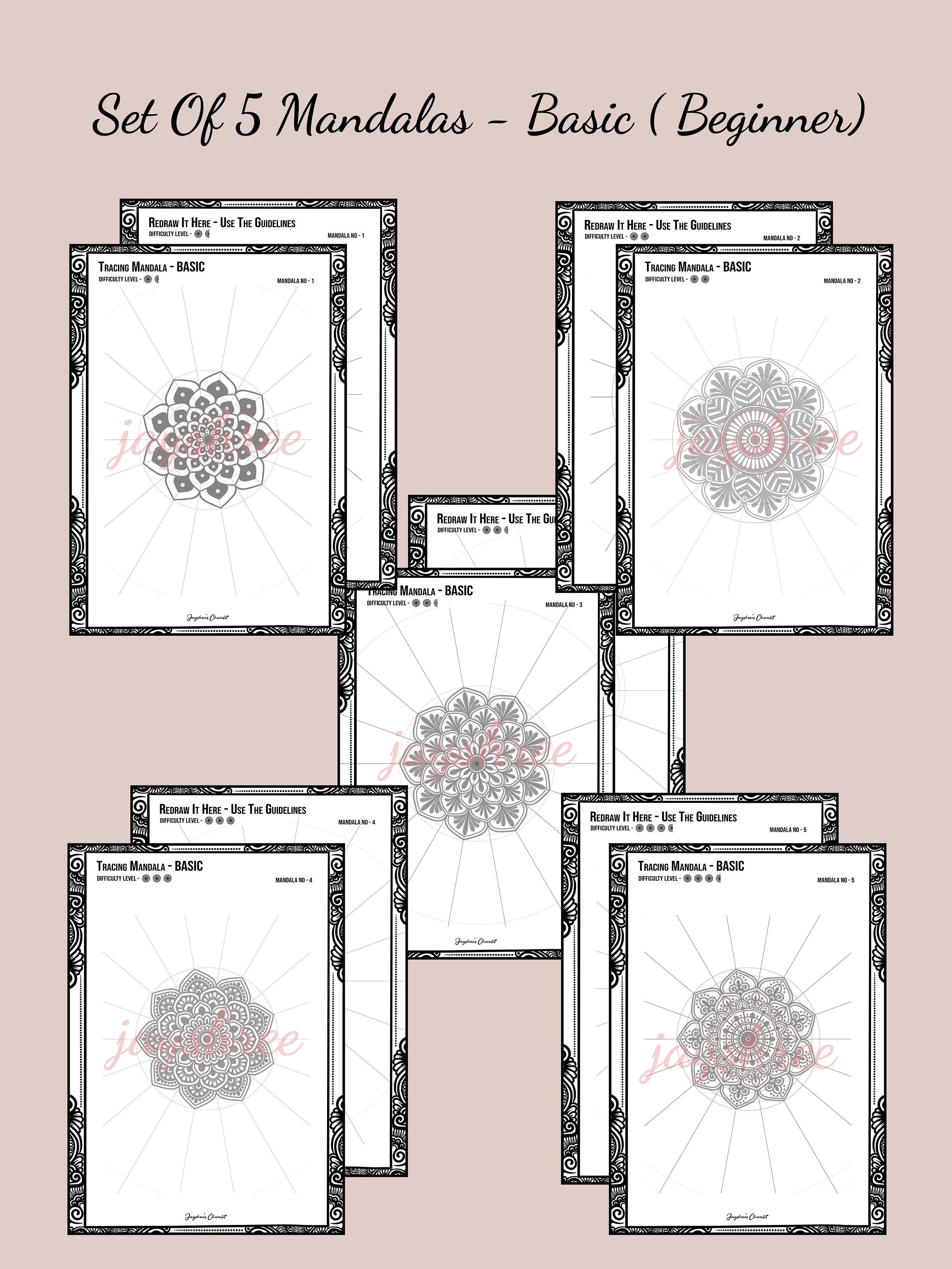 Set of 16 Mandalas for OUTLINE Tracing Coloring Pdf. - Etsy