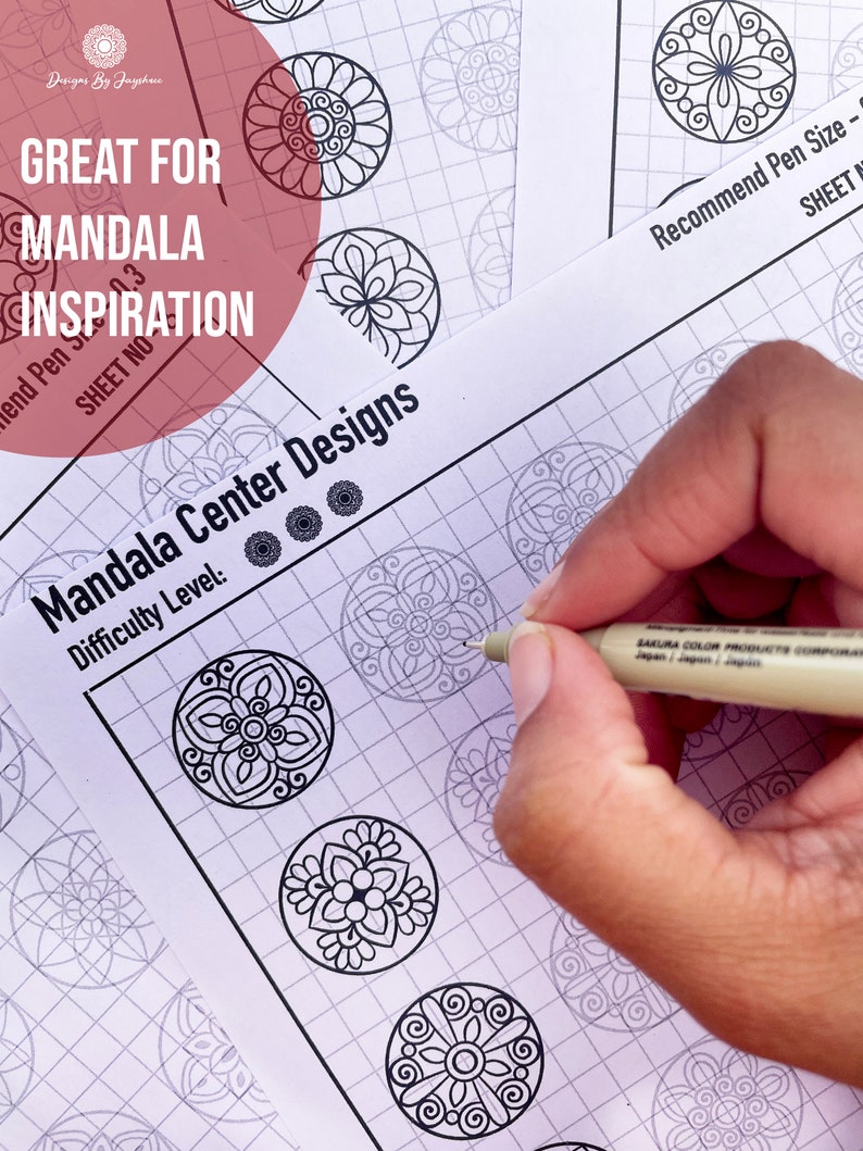 Mandala Center Designs - 56 , Mandala Practice Sheets,digital Downloads ...