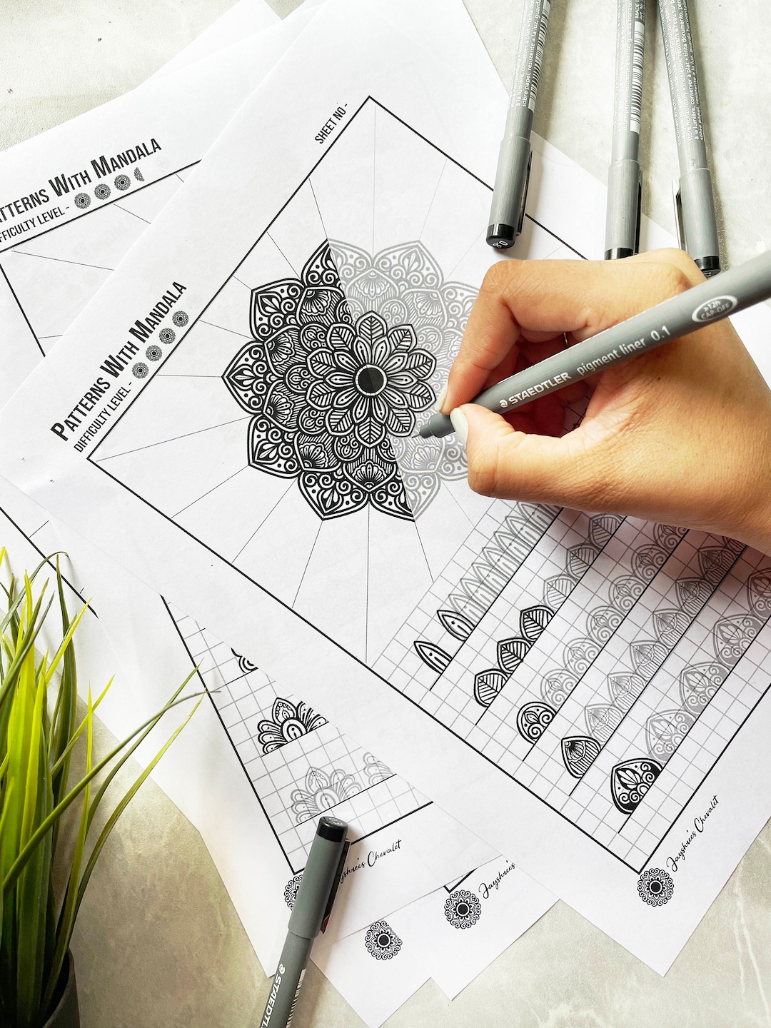 Mandala Pattern Sheets With Mandala BASIC SET OF 5, Mandala Practice ...