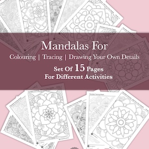Set of 15 Mandalas for Drawing, Tracing, Colouring, Pdf. Digital Paper ...