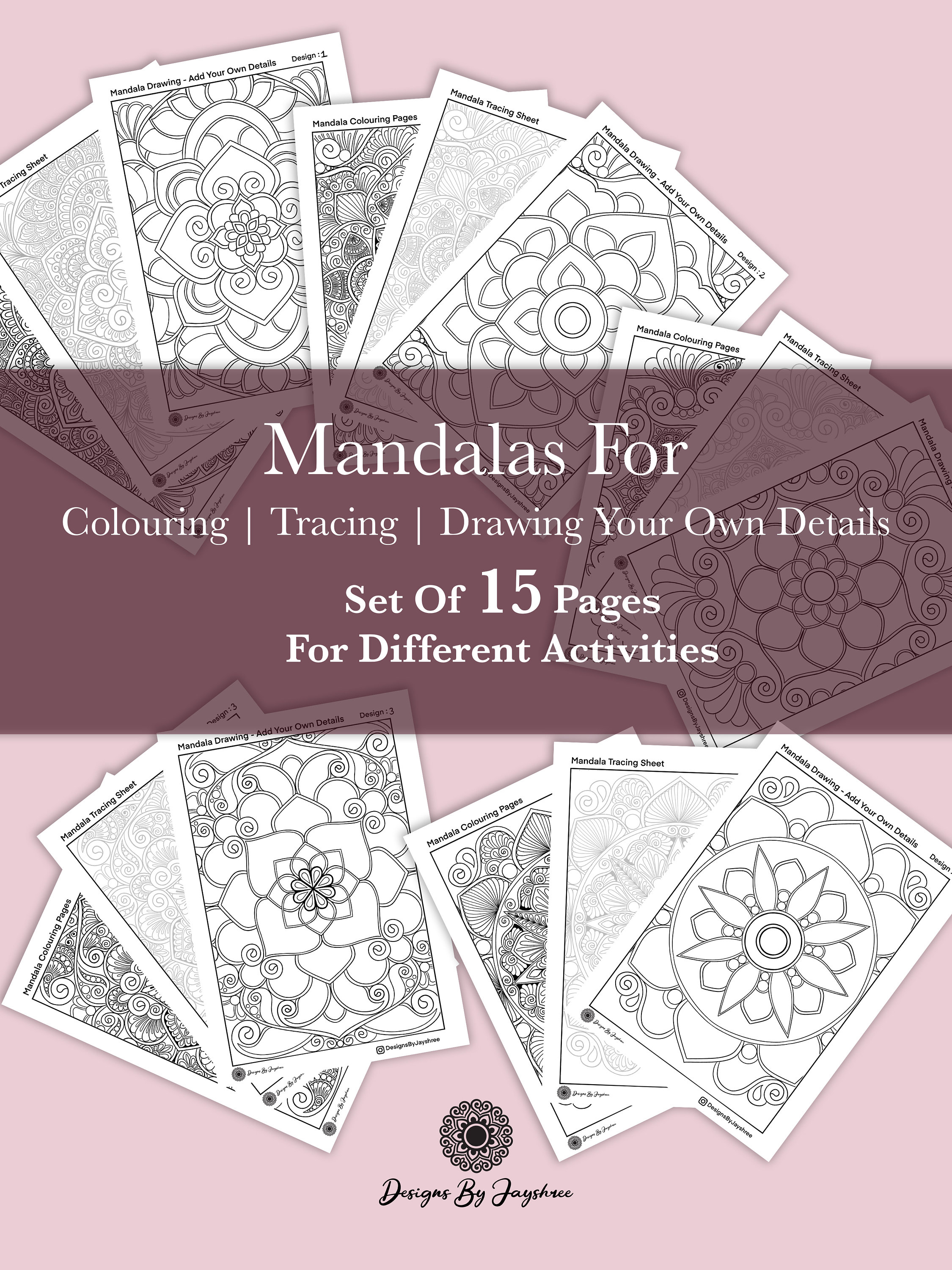 Set of 15 Mandalas for Drawing, Tracing, Colouring, Pdf. Digital Paper ...