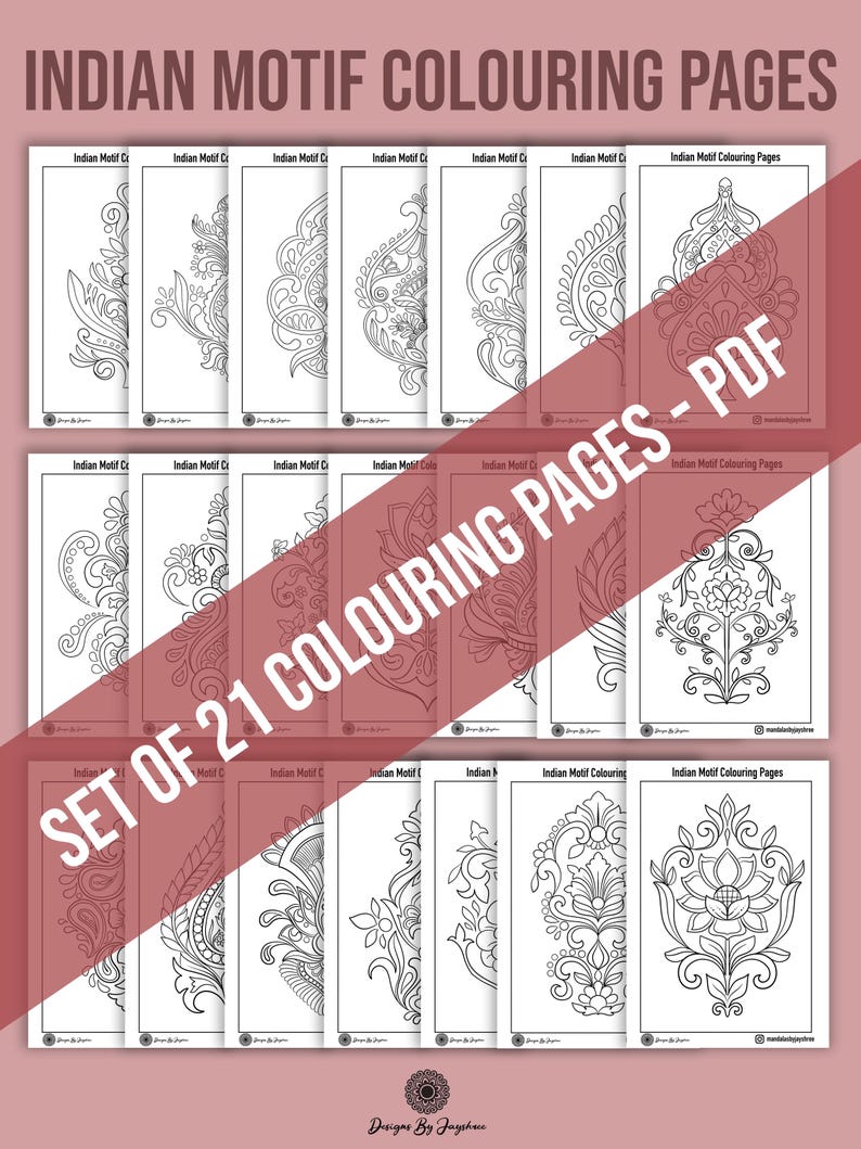 Indian Motif Tracing & Colouring Sheets - 42 Pages Mandala Colouring ...