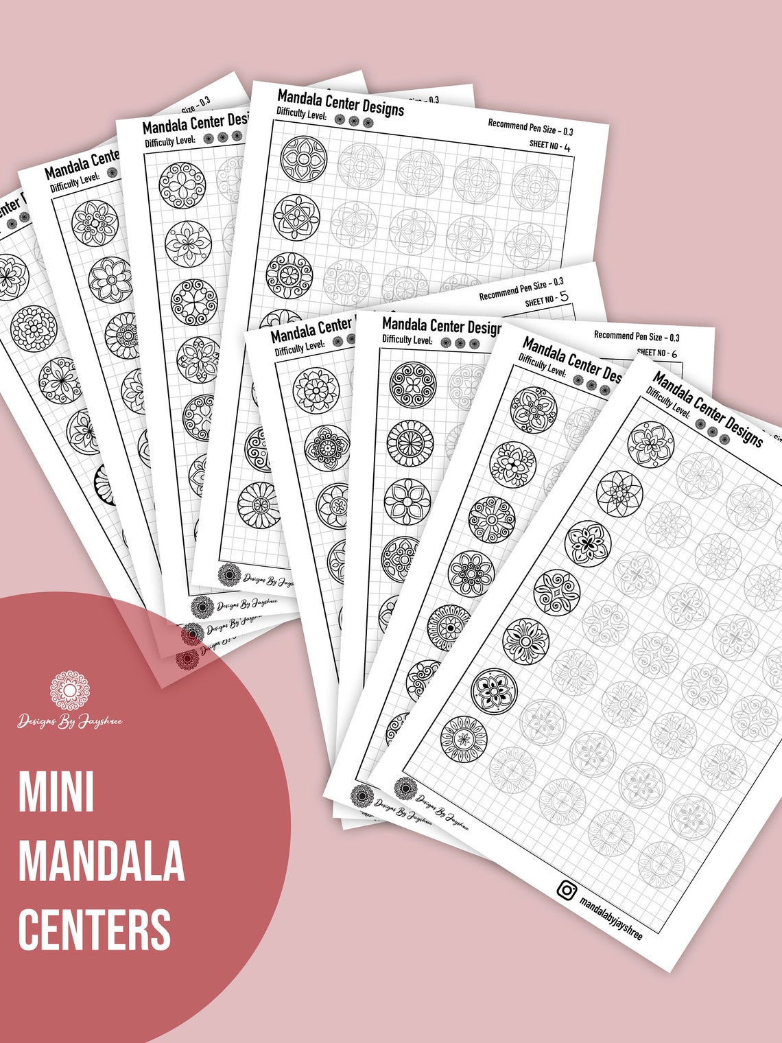 Mandala Center Designs - 56 , Mandala Practice Sheets,digital Downloads ...