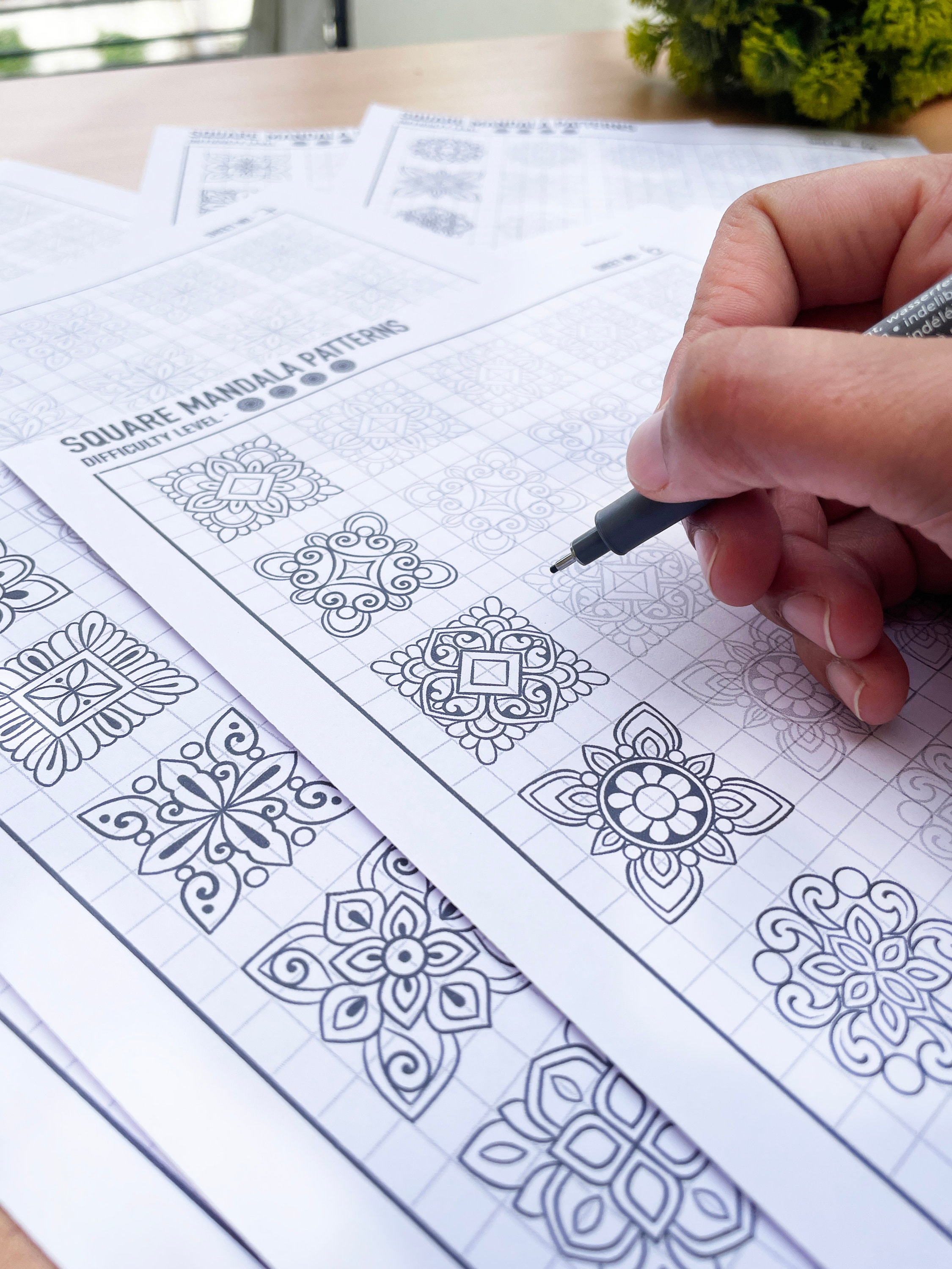 Square Mandala Patterns 50 Designs Sheets, Mandala Practice Sheets ...