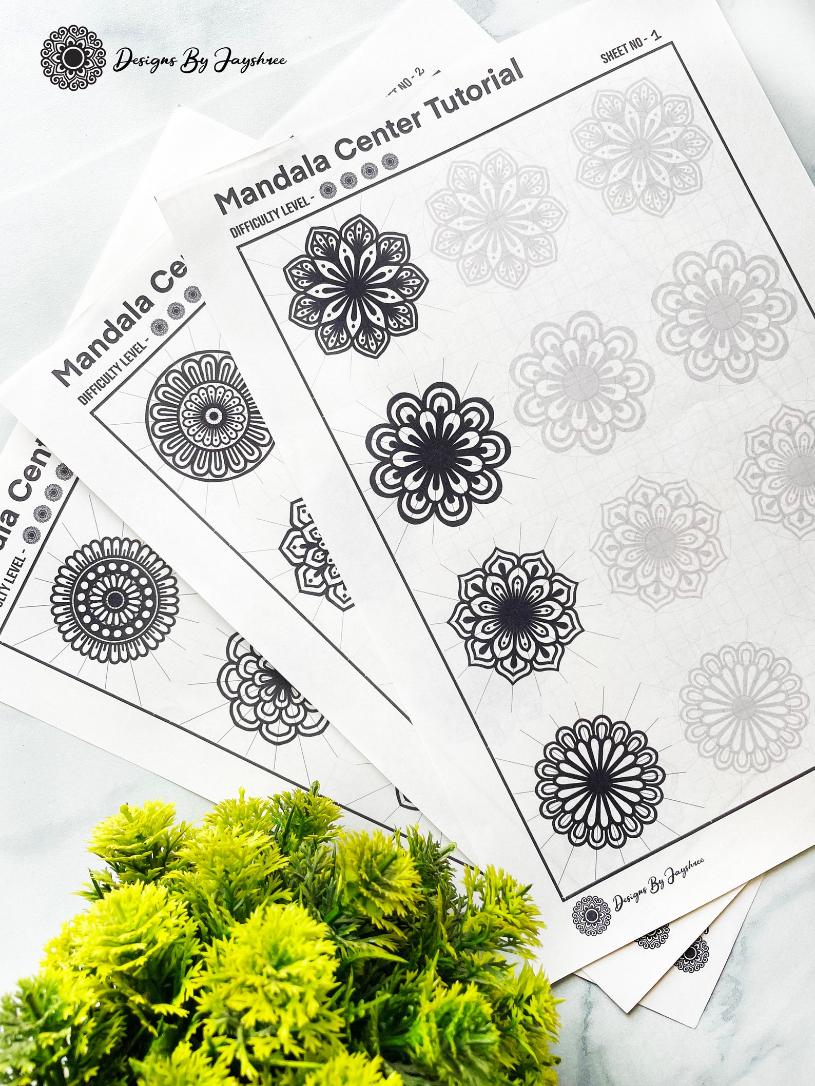Mandala Pattern Sheets-mandala Center Tutorial Mandala Practice Sheets ...