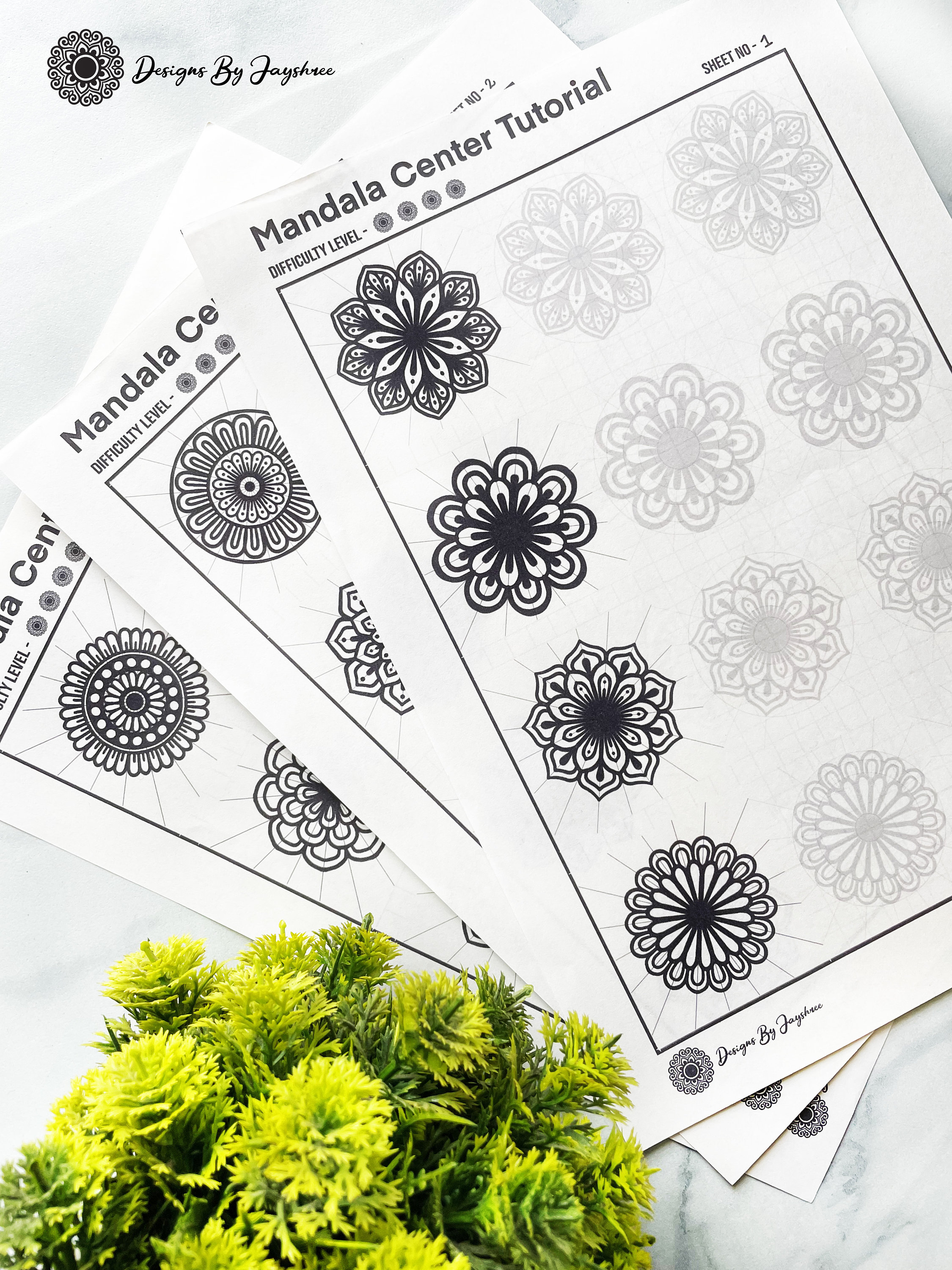 Mandala Pattern Sheets-Mandala Center Tutorial Mandala-Übungsblätter ...
