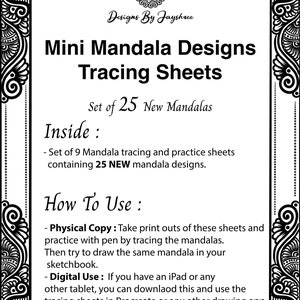 Mandala Practice Sheets SET OF 25 Mandalas, Mandala Templates , Digital ...