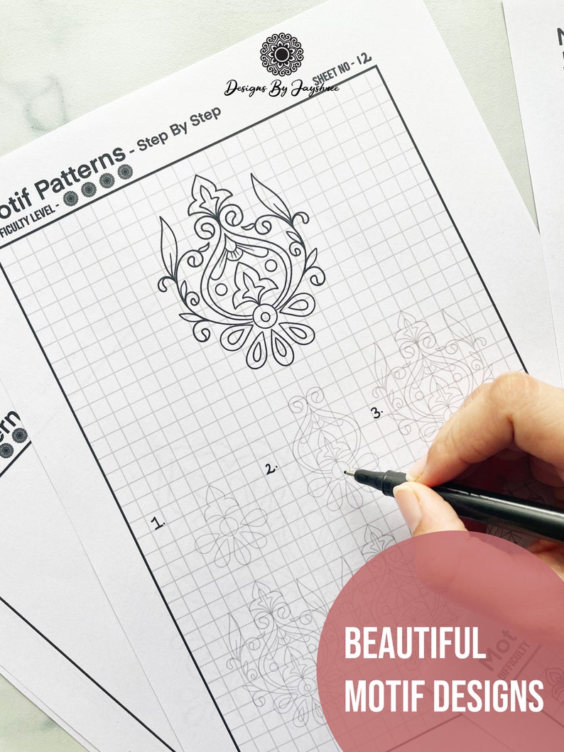 Mandala Motif Drawing Guide Beginners, Mandala Practice Sheets,digital ...