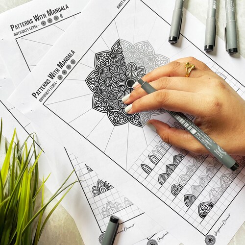 Mandala Pattern Sheets BASIC SET OF 5 Mandala Practice - Etsy