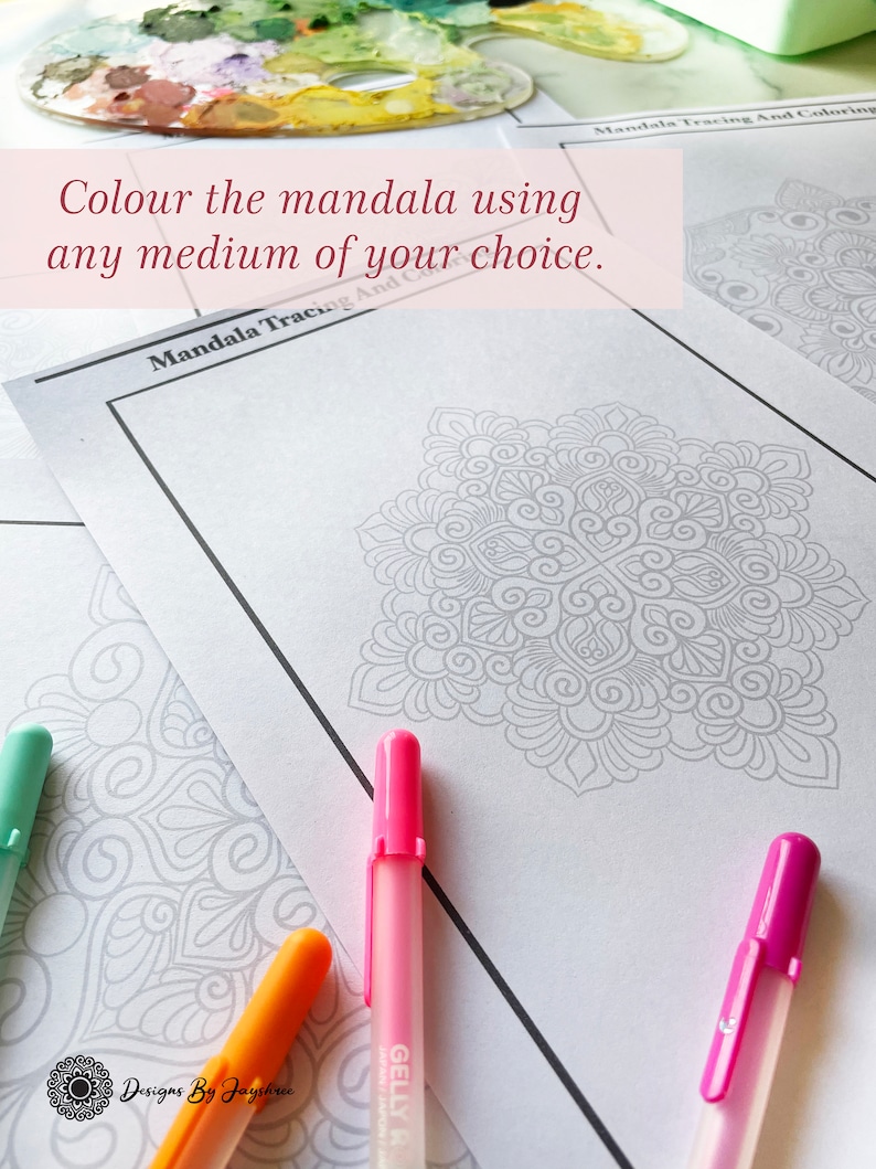 Set of 5 Mandalas for OUTLINE, Tracing, Coloring, Pdf. Digital Paper ...