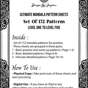 Mandala Pattern Sheets- 172 Patterns for Beginners and Artists Mandala ...