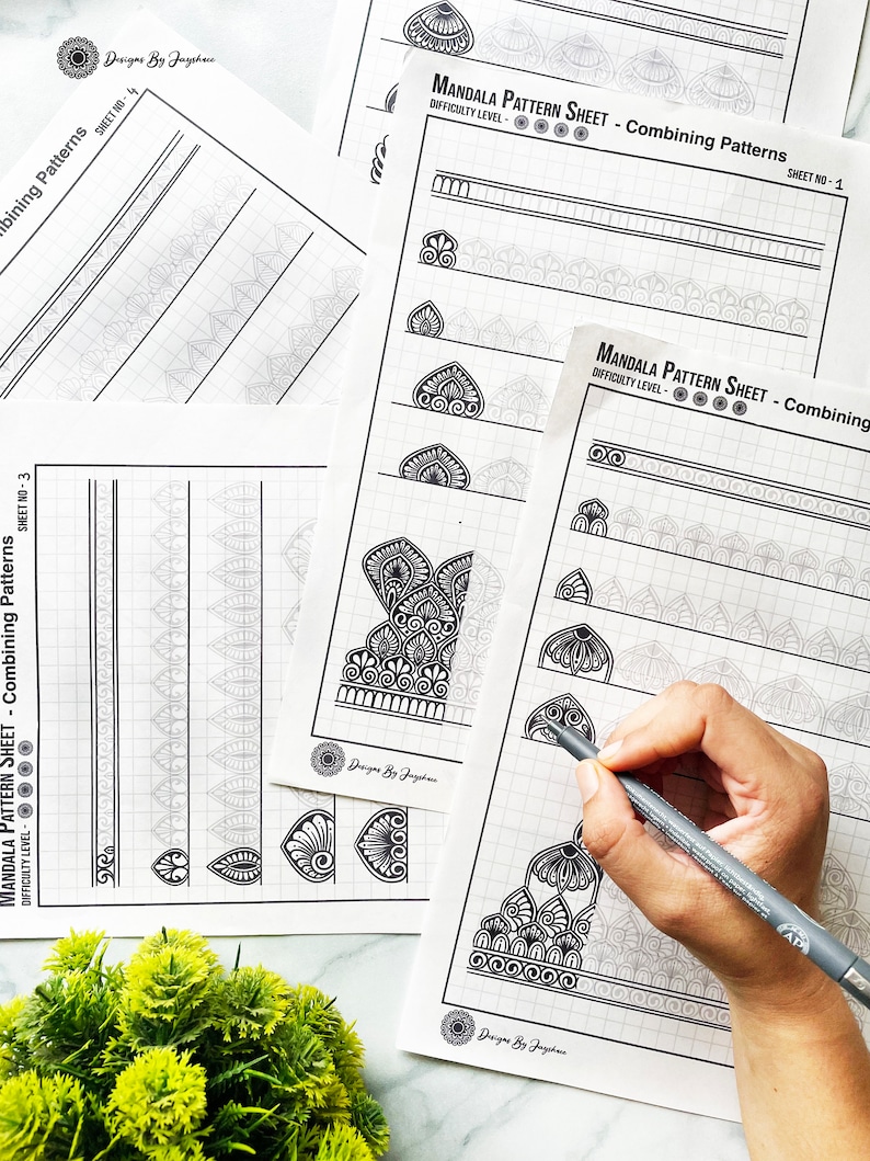Mandala Pattern Sheets Set of 5 Mandala Practice Sheets, Digital ...
