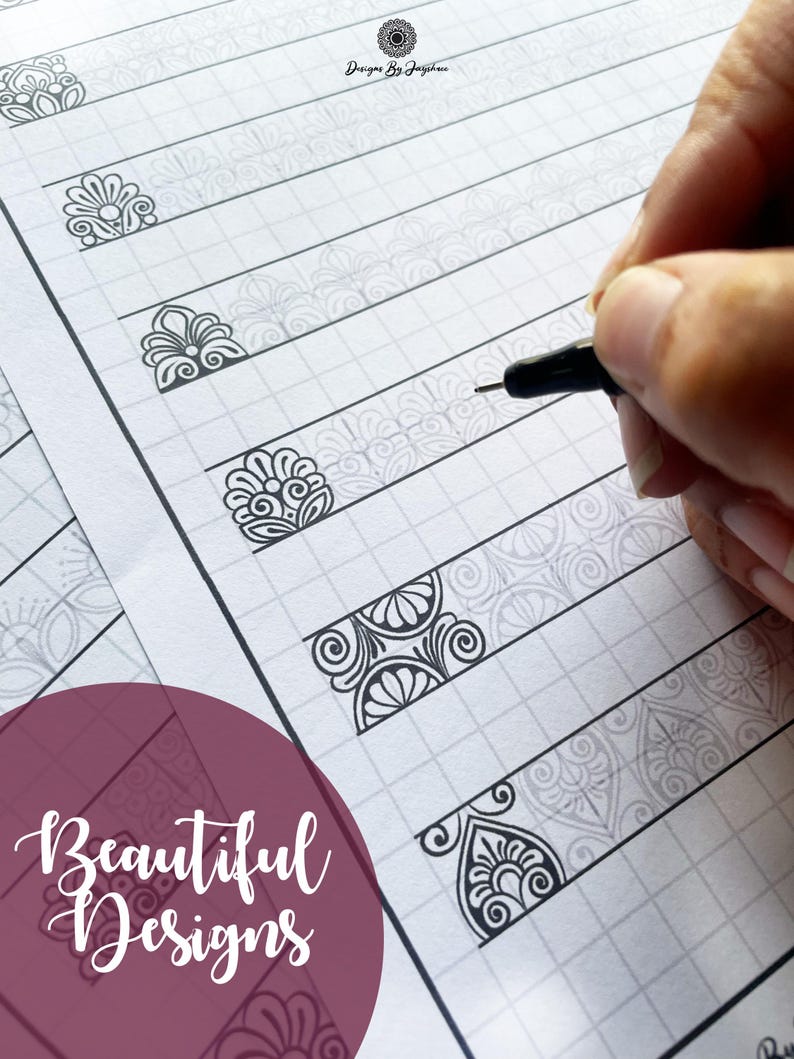 Mandala Pattern Sheets-100+ Mandala Motif Borders for Beginners ...