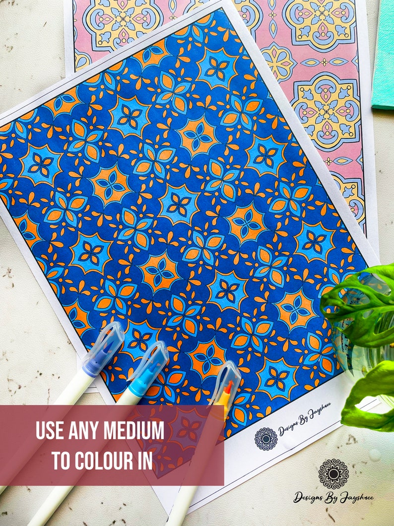 Mandala Tile Tracing and Colouring Pages 20 Pages, Digital Download ...