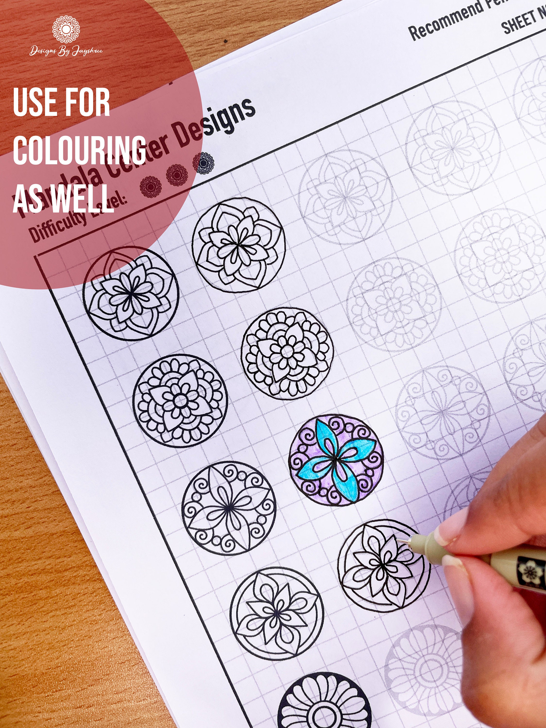 Mandala Center Designs - 56 , Mandala Practice Sheets,digital Downloads ...