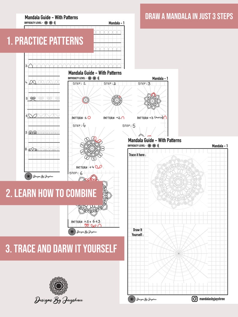 Beginners Mandala Drawing Guide - Draw Mandalas Using Pattern Sheets ...
