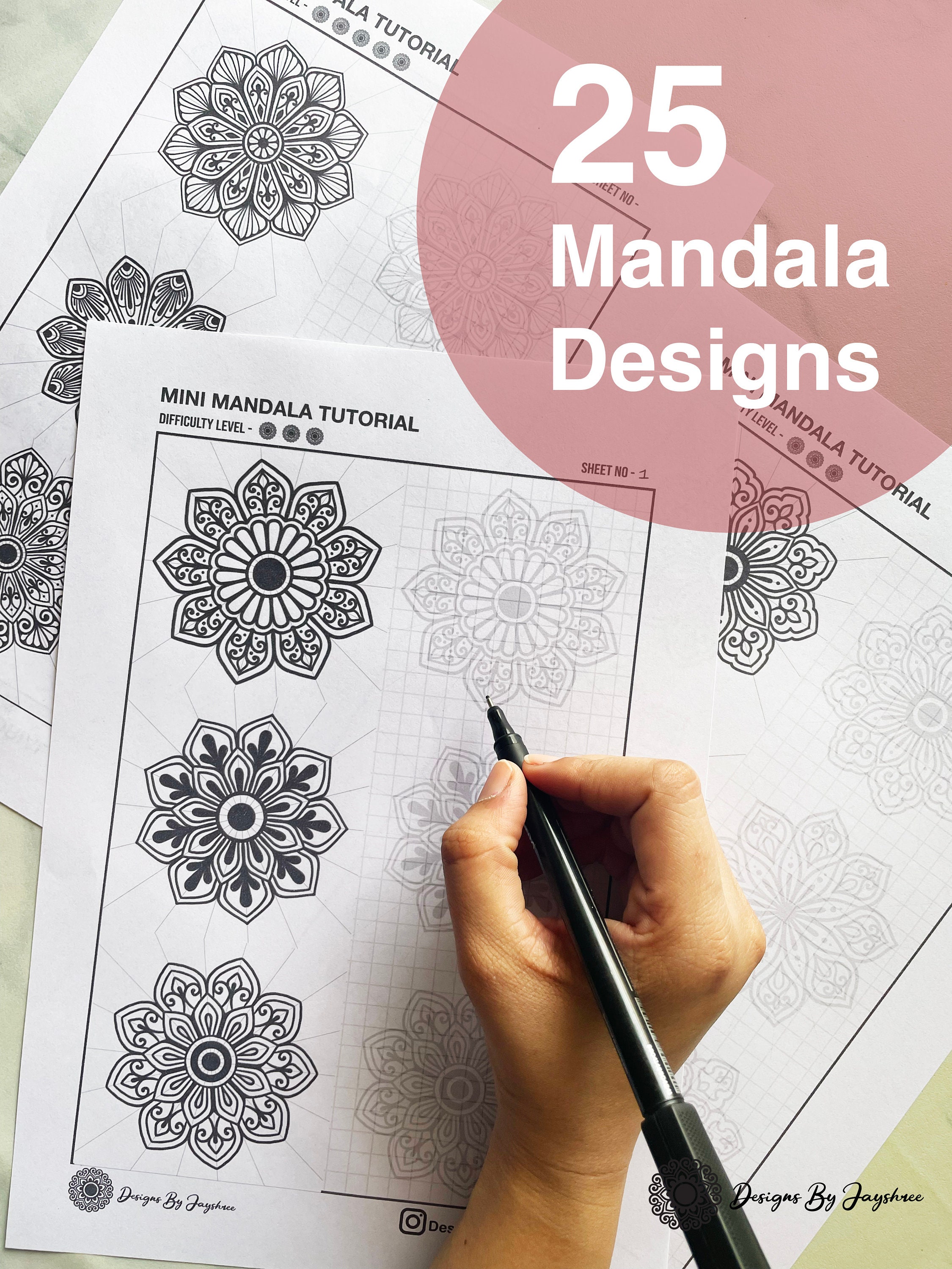 Mandala Practice Sheets SET OF 25 Mandalas, Mandala Templates , Digital ...