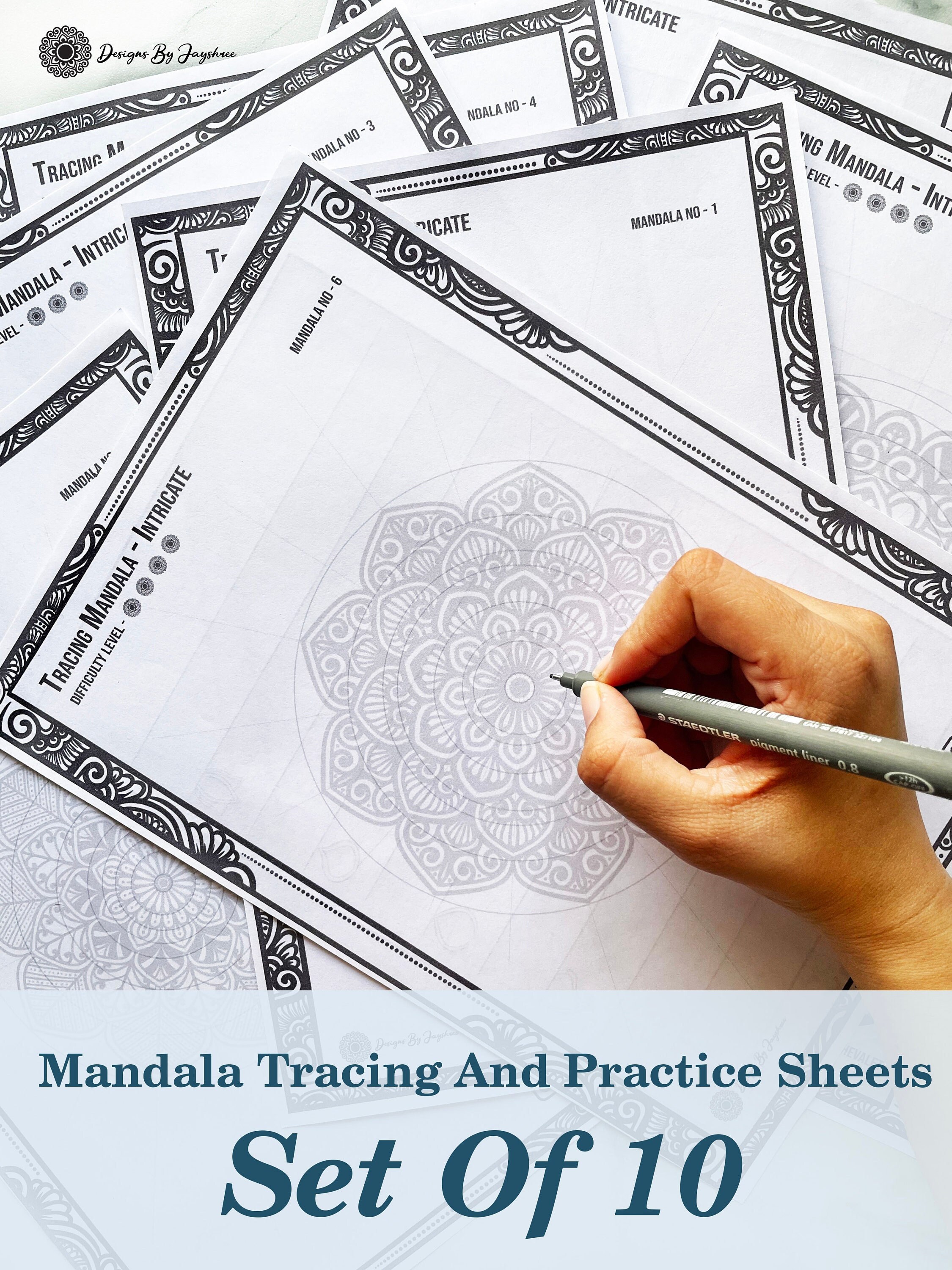 Set of 10 Mandalas for Outline,tracing, Coloring, Pdf Mandala Practice ...