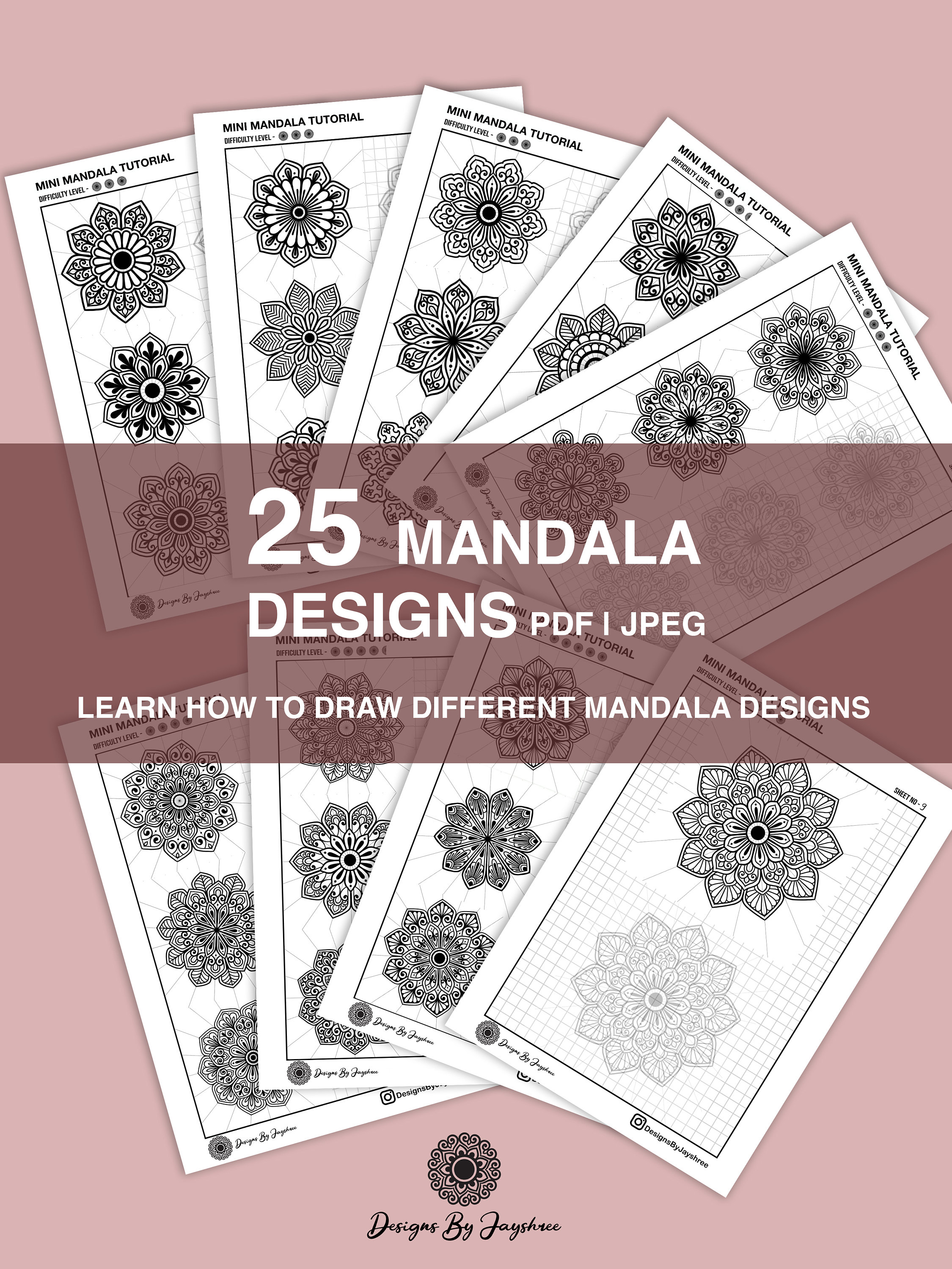 Mandala Practice Sheets SET OF 25 Mandalas, Mandala Templates , Digital ...