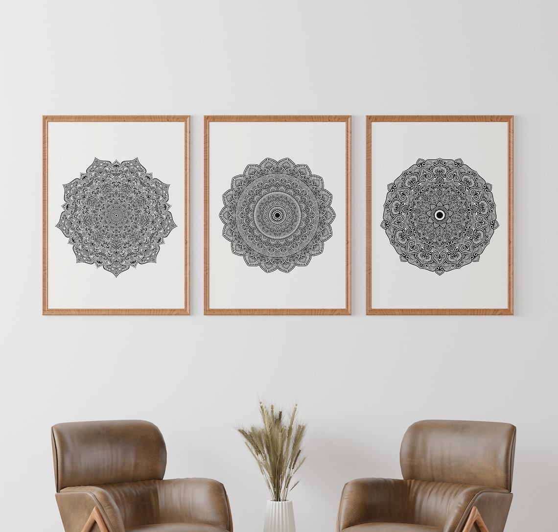 Mandala Art Print Set of 3 Mandala Art Printable Wall Art - Etsy