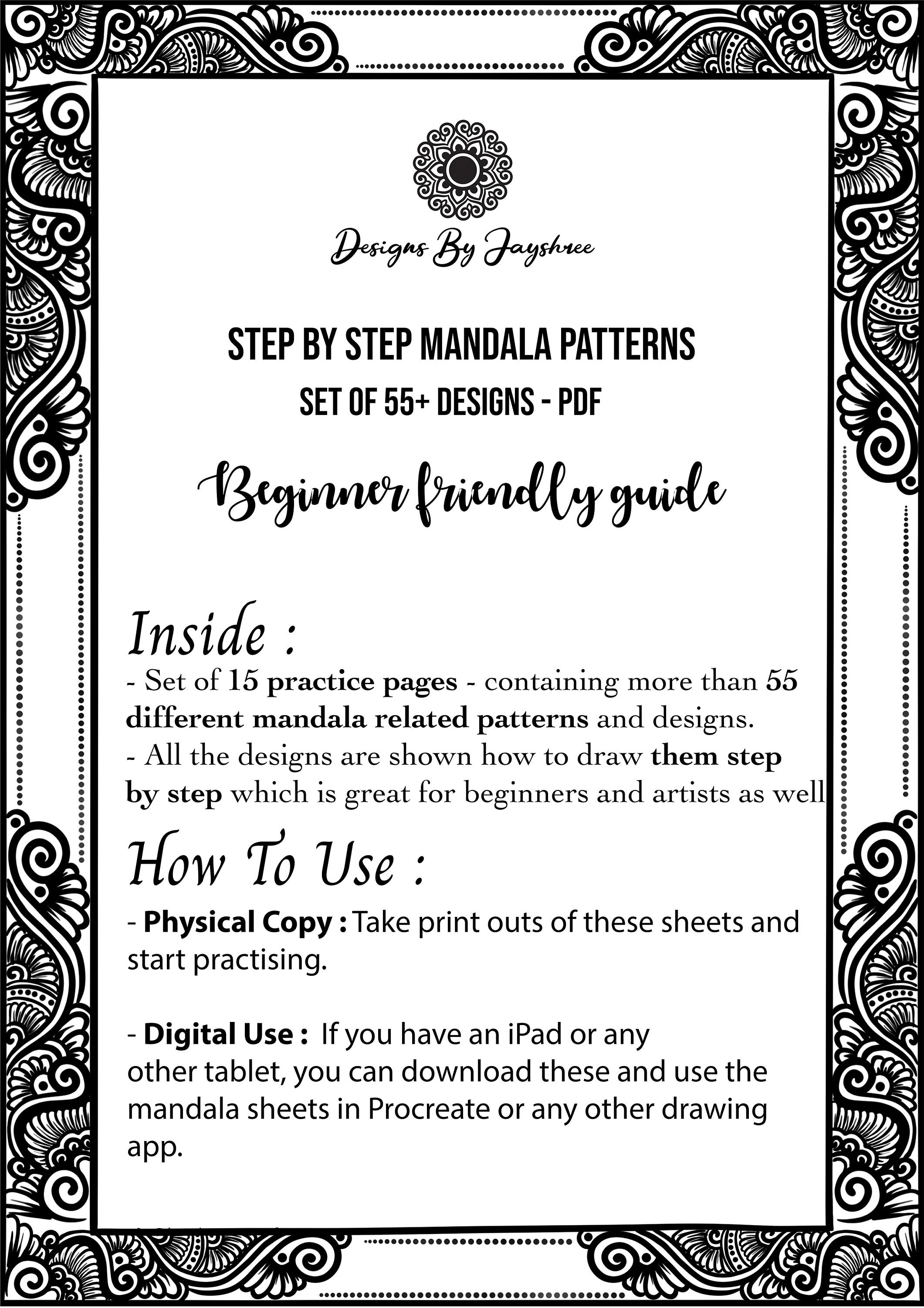 Step by Step Mandala Patterns 55 Designs, Mandala Practice Sheets ...