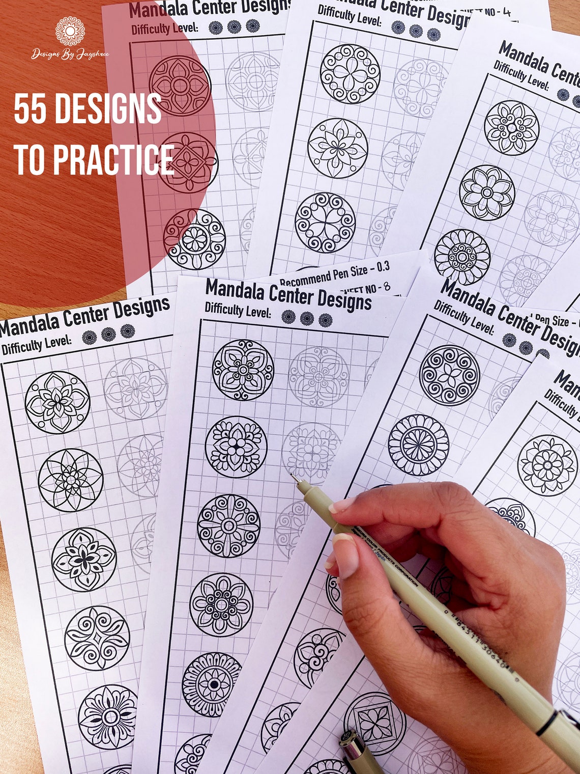 Mandala Center Designs - 56 , Mandala Practice Sheets,digital Downloads ...