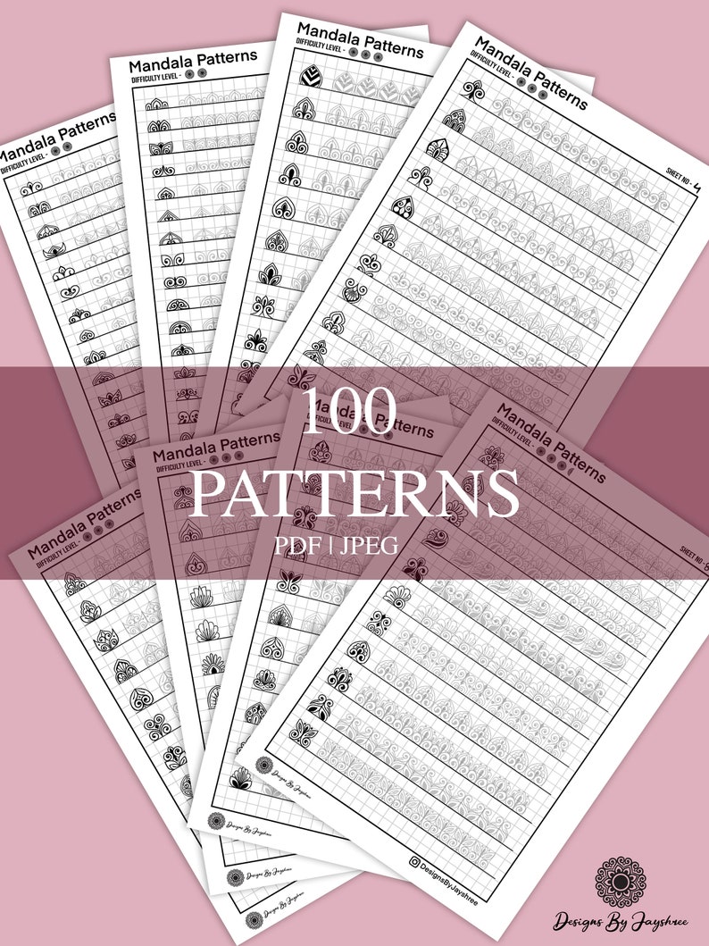 Beginner Mandala Pattern Sheets- 100 Patterns, Mandala Practice Sheets ...