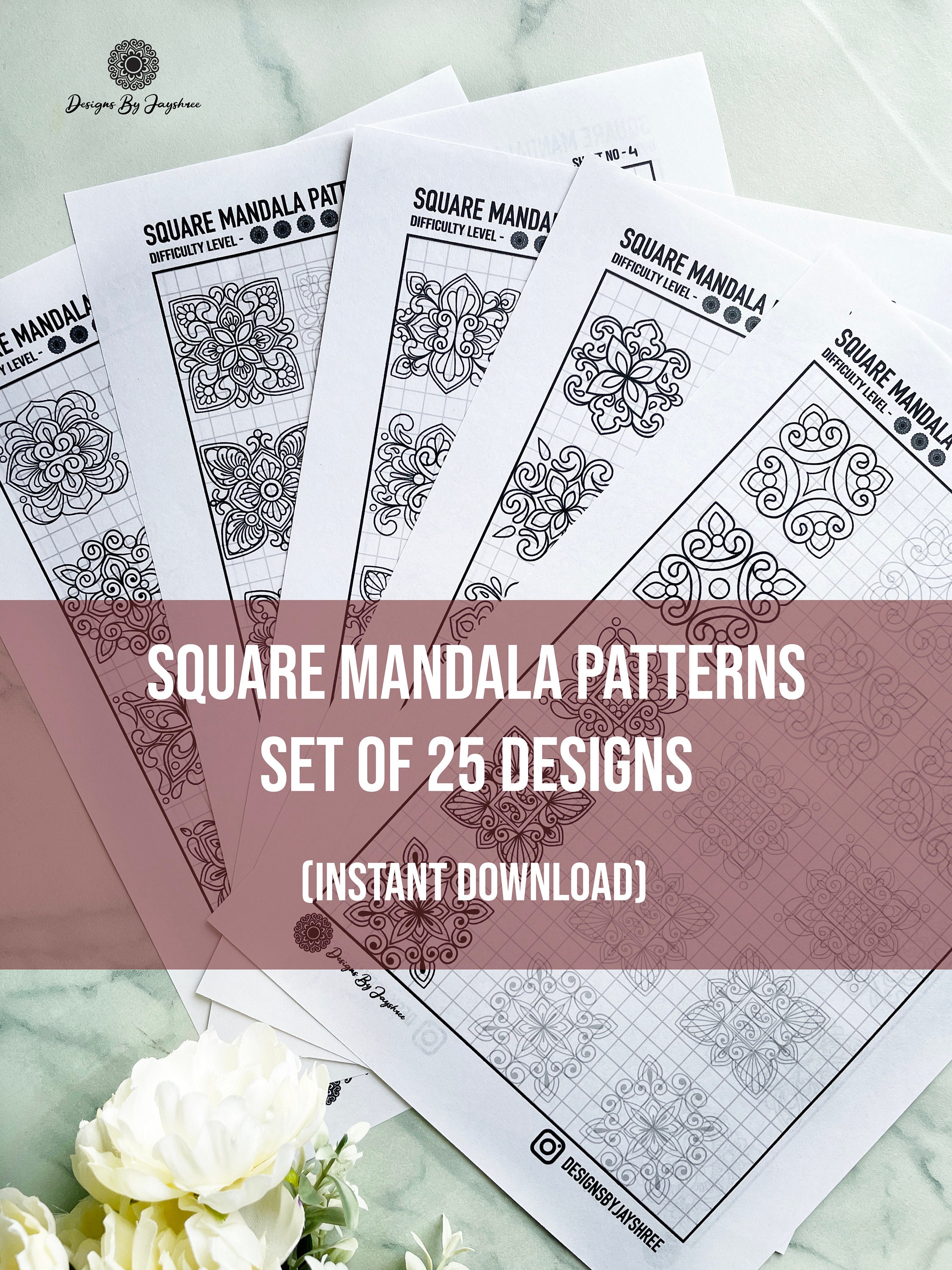 Square Mandala Pattern Sheets 25 Mandala Practice - Etsy Australia